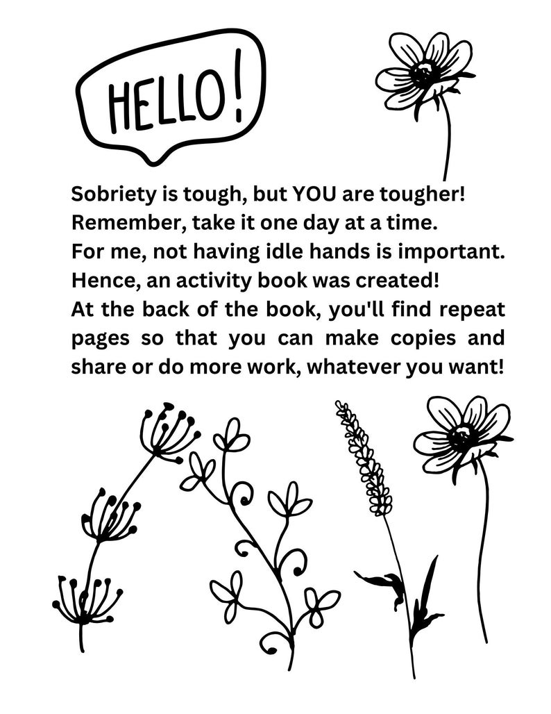 Sobriety Activity Coloring Book for Recovering Alcoholics, Alcohol Use ...