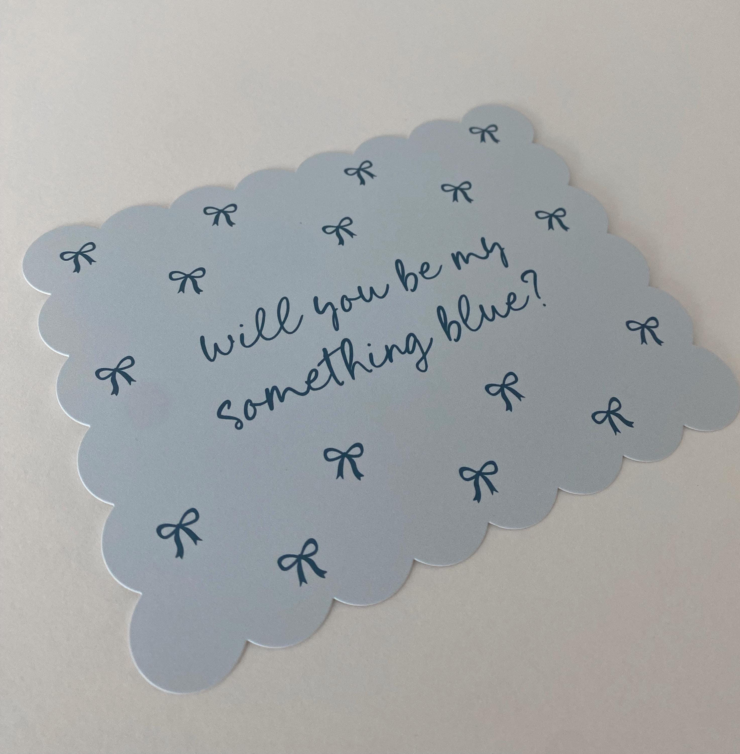 Something Blue Proposal Card, Scallop Flat Card, Bows - Etsy