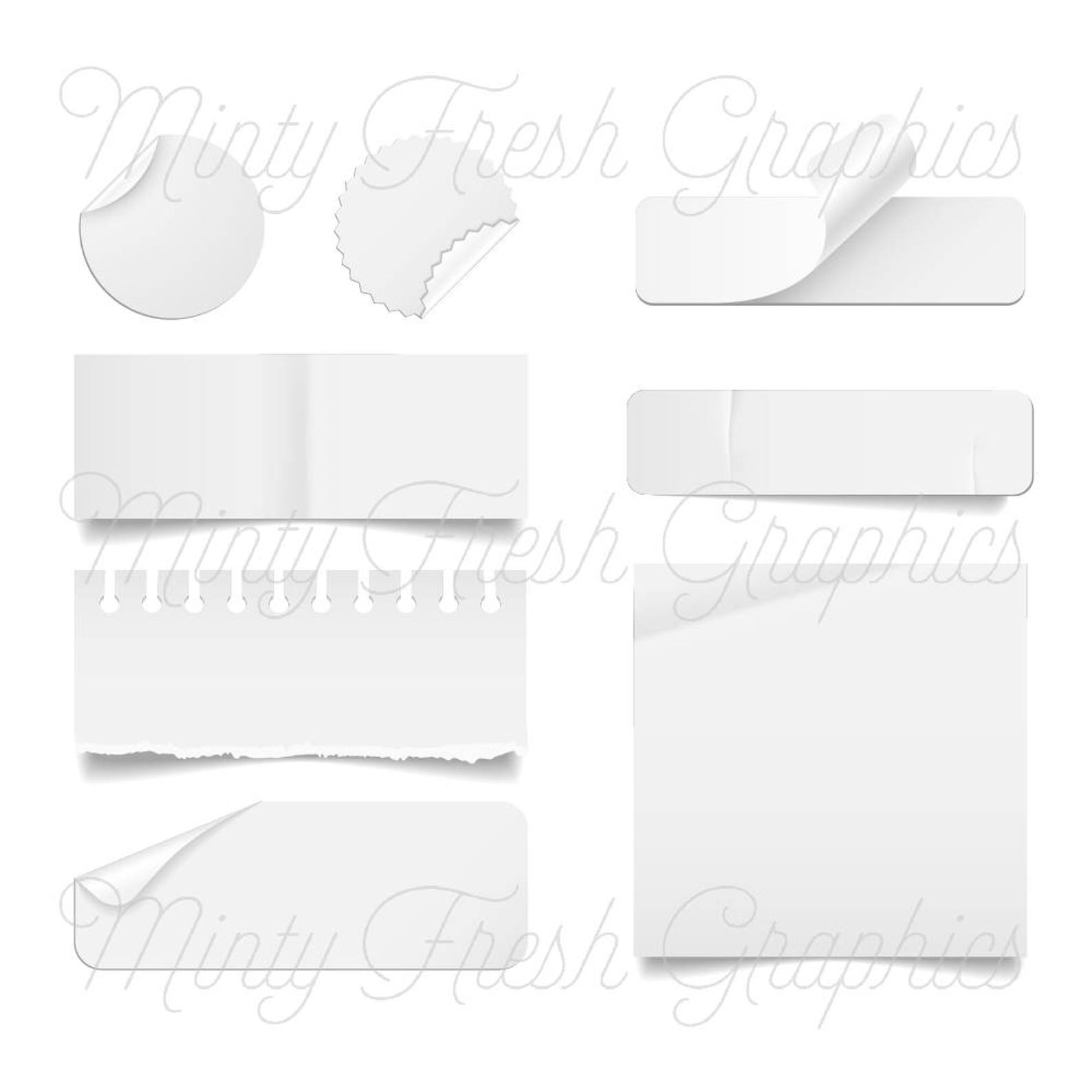 Digital Paper Clipart Paper Sticker Clipart Paper Notes Clip Art Vector ...