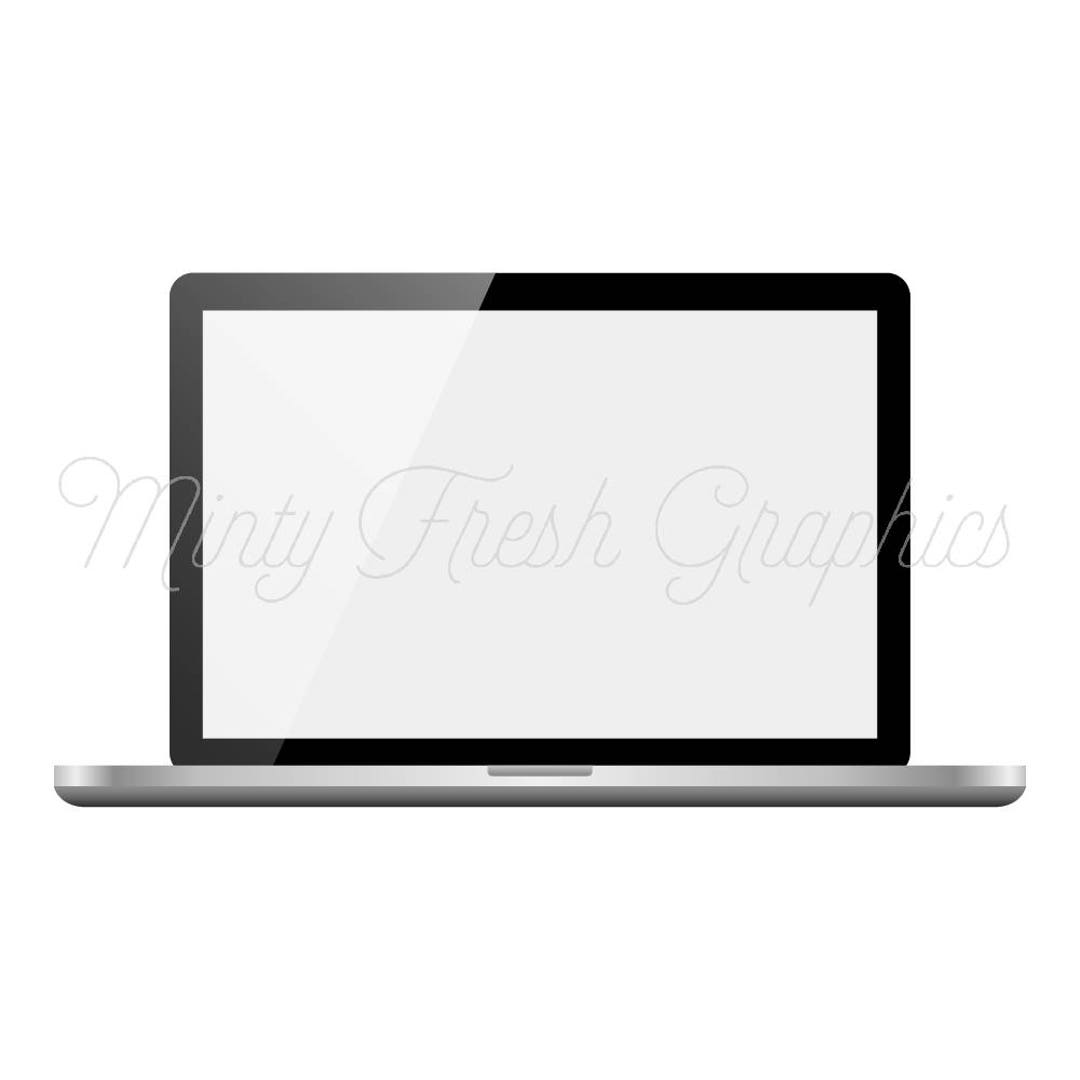 Laptop Computer Clipart - Silver Laptop Clip Art - Blank Screen - PNG ...