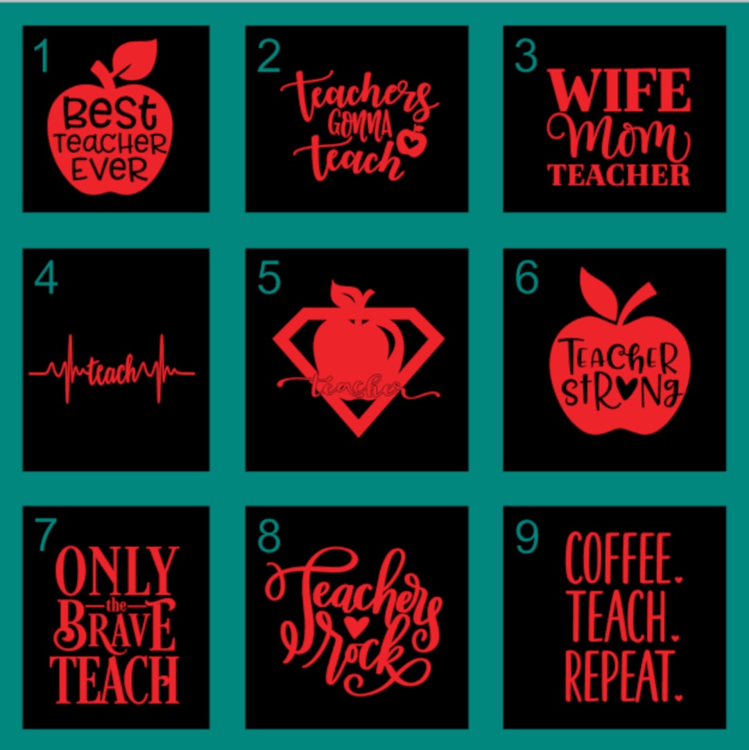 Red Teacher Decals - Etsy