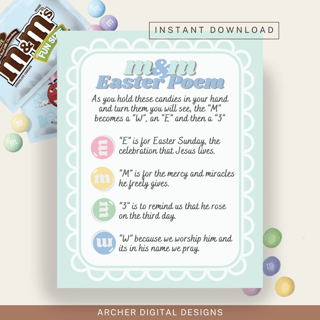 M&m Easter Poem, Digital Download Easter Gift - Etsy