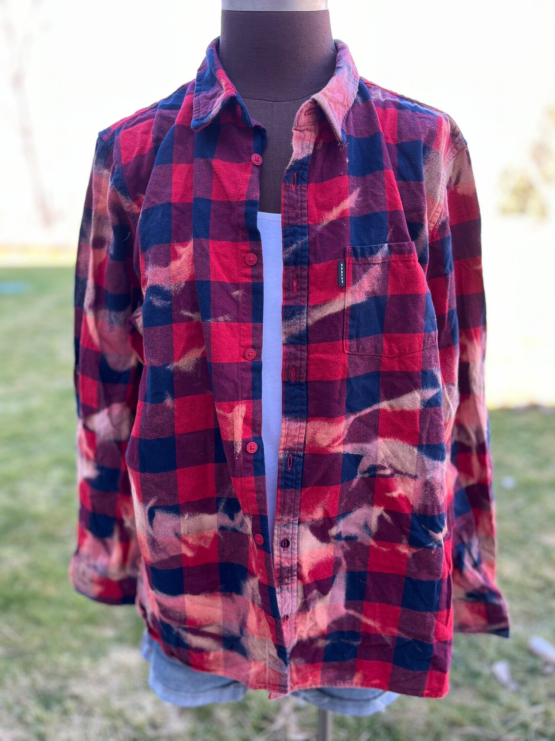 Upcycled Bleached Flannel With Aaron Lewis Dont Tread on Me Graphic ...