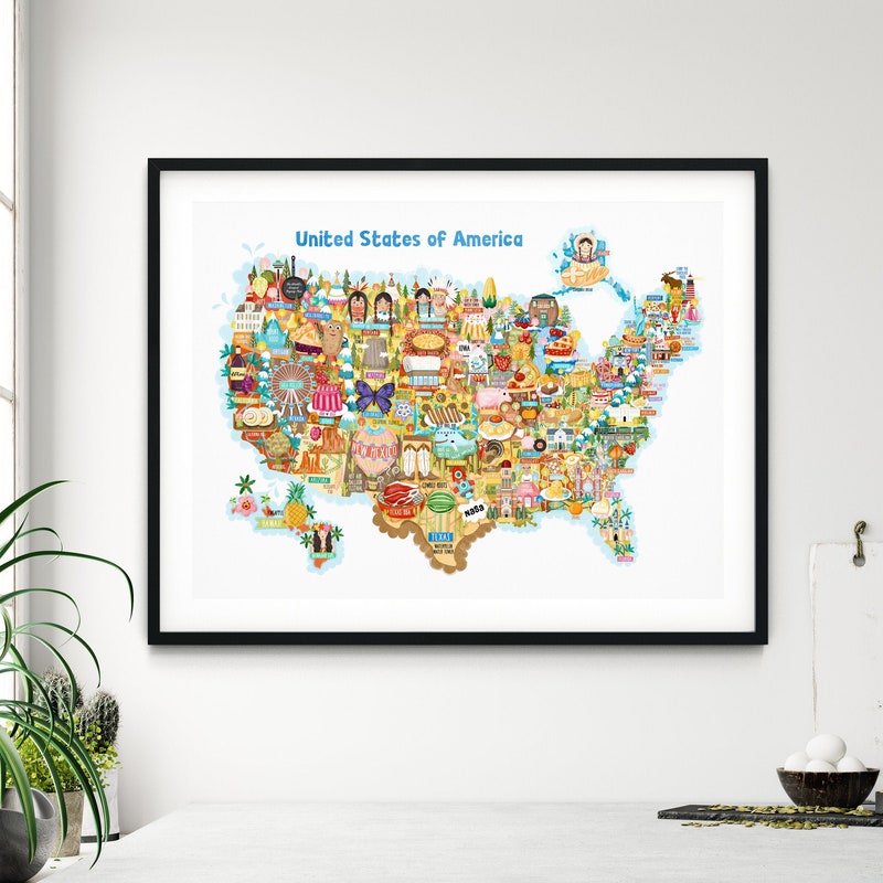 Usa Map Poster - Etsy