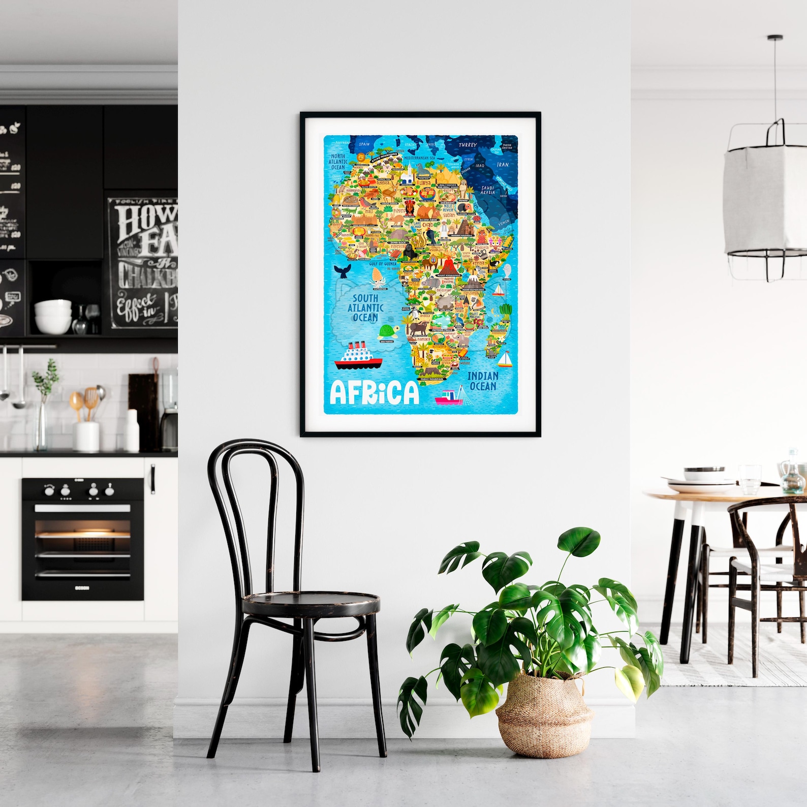 Africa Map Poster - Africa Map - Map of Africa - Illustrated Africa Map ...