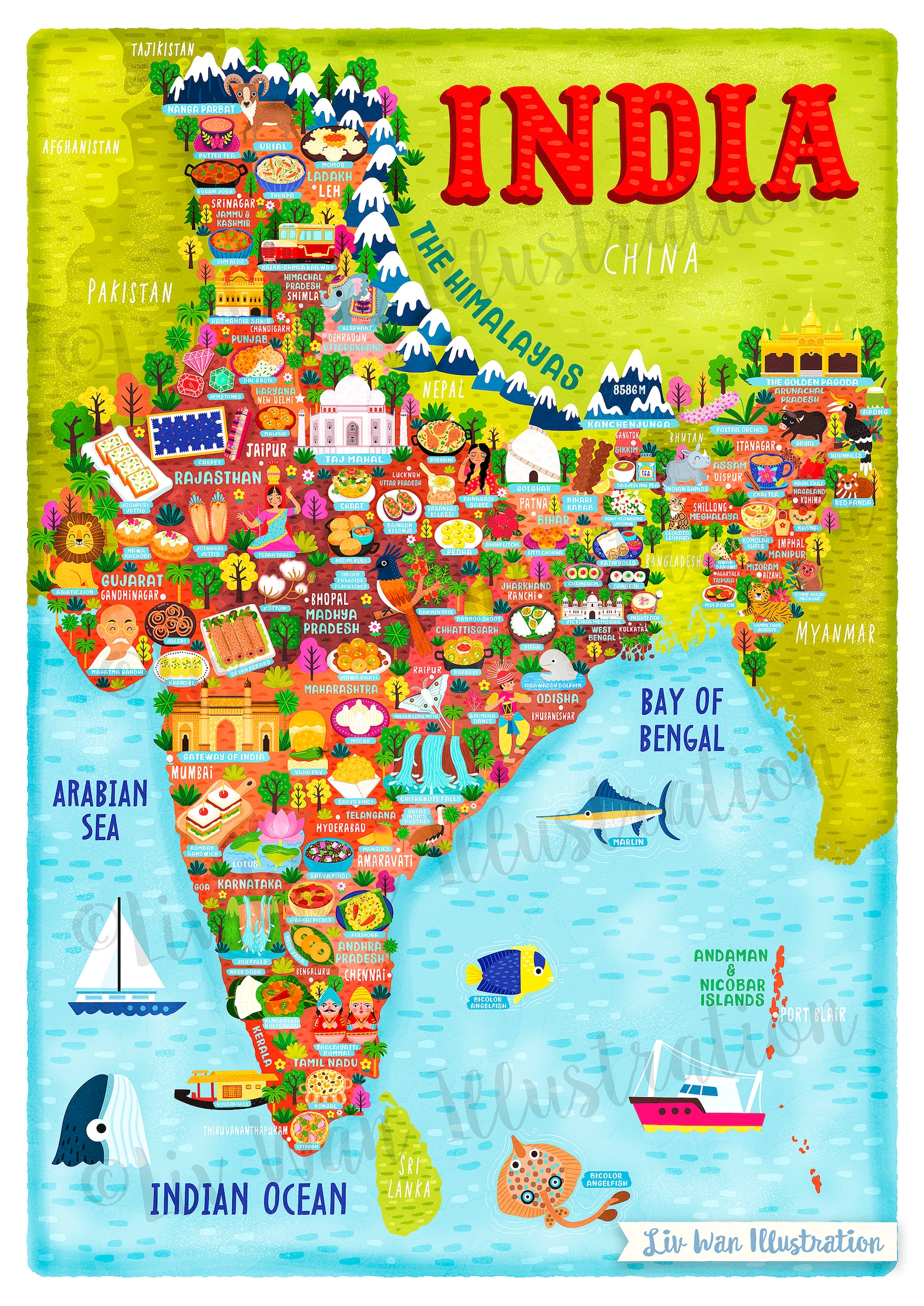 India Map Poster. Beautiful Wall Art. Ships From UK & USA | Etsy