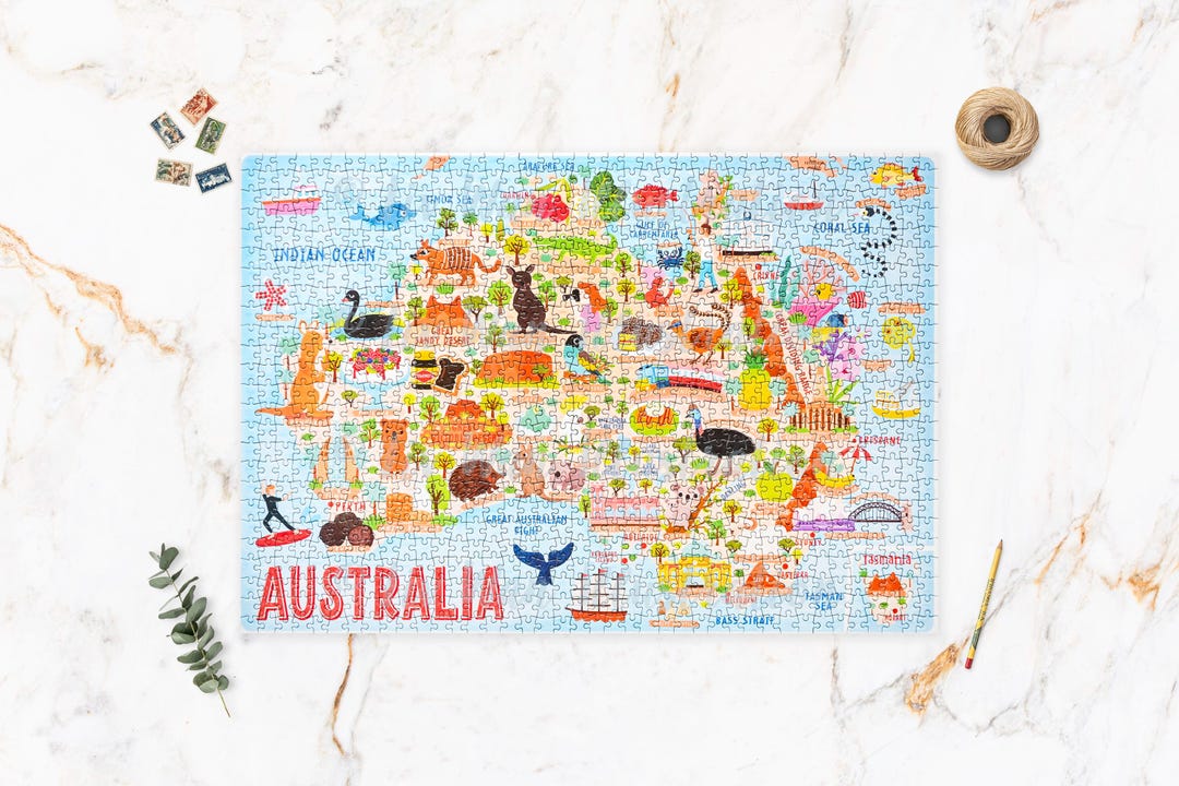 Australia Map Puzzle - Map of Australia - Australia Map - Puzzle Gift ...