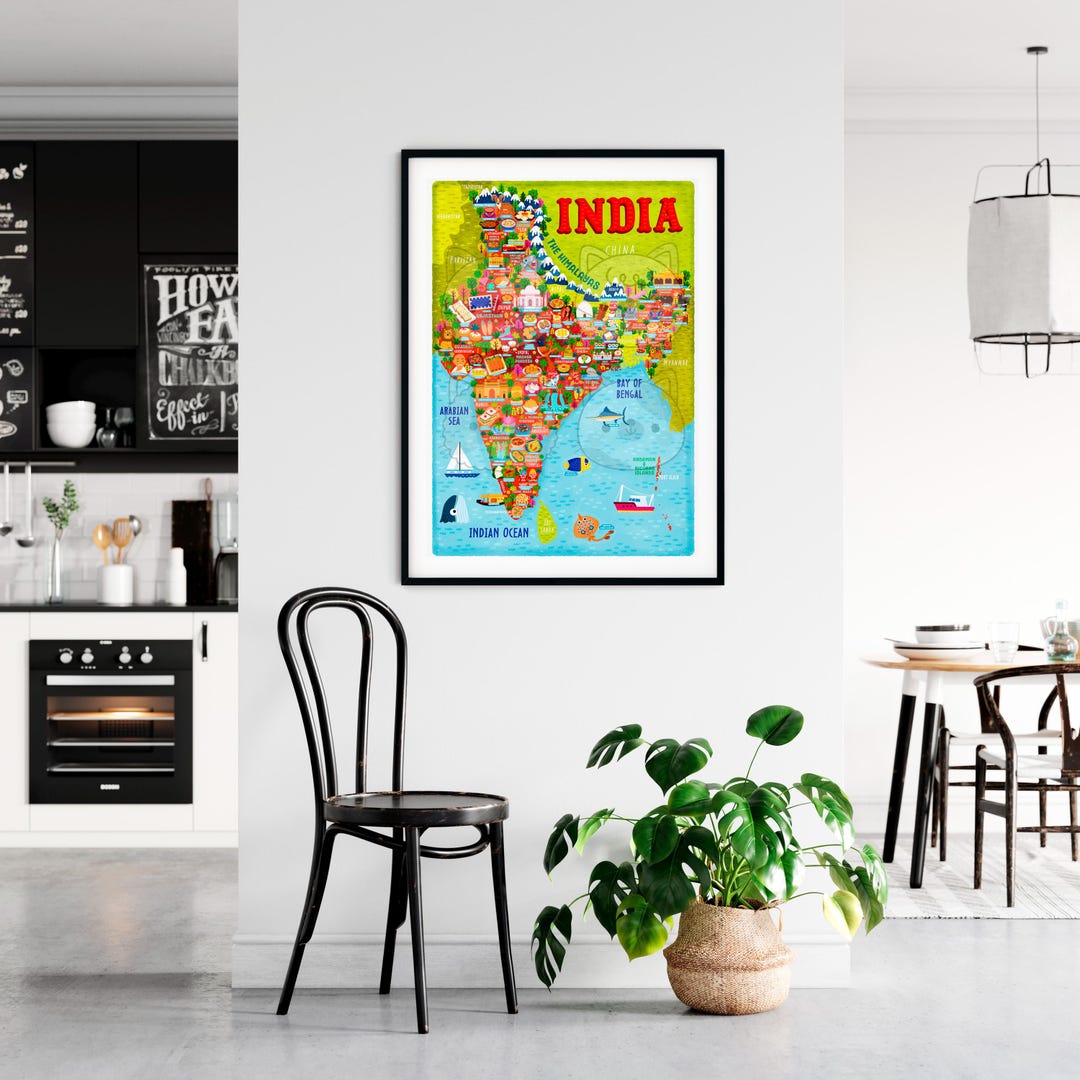 Buy India Map Poster - Map of India - India Map - Illustrated India Map ...