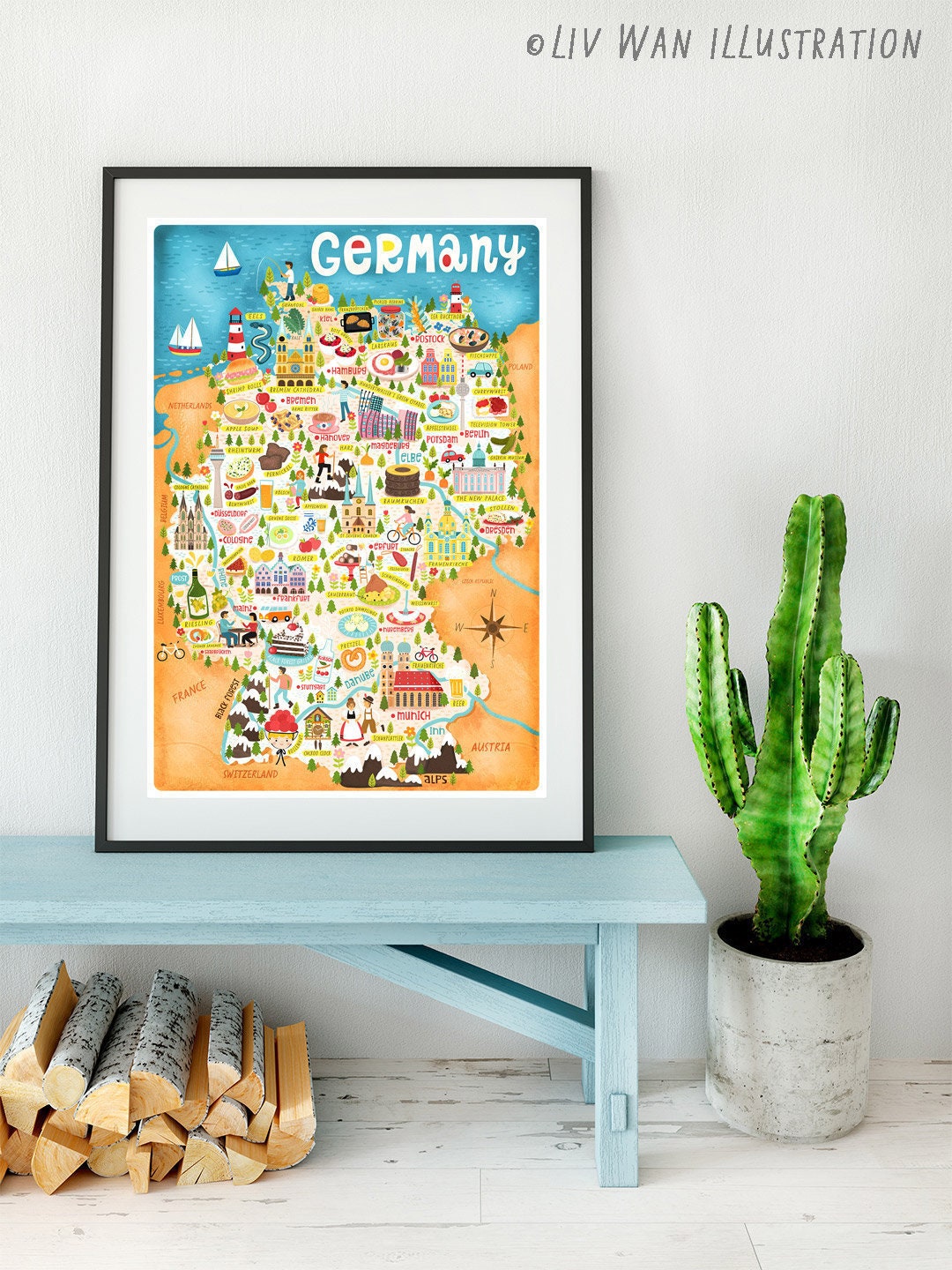 Germany Map Poster - Germany Map - Map of Germany - Illustrated Germany ...