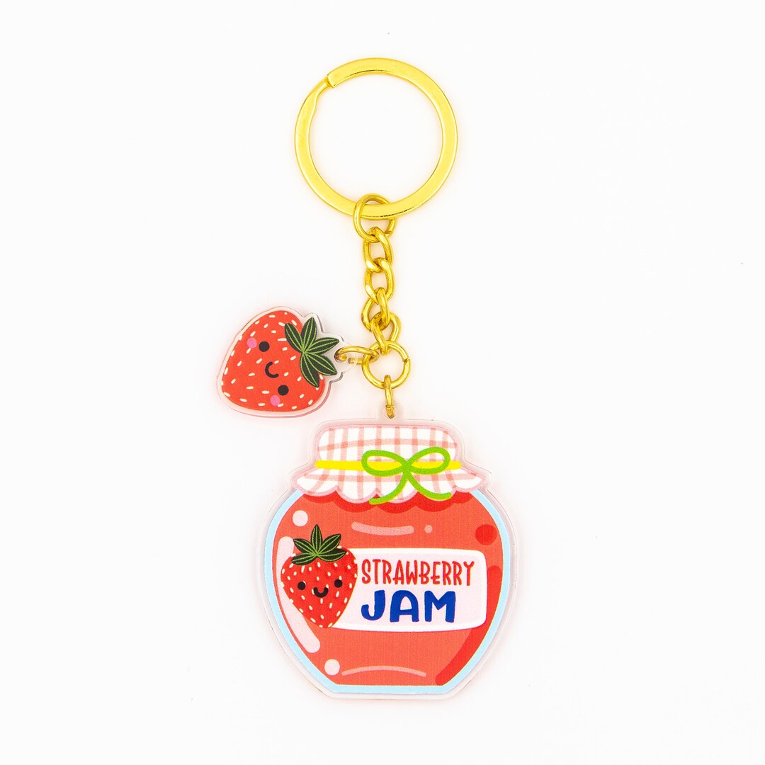 Strawberry Jam Keychain - Jam Keychain - Kawaii Keychain - Cute ...