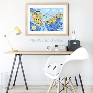 Malaysia Map Poster - Malaysia Map - Map of Malaysia - Illustrated ...