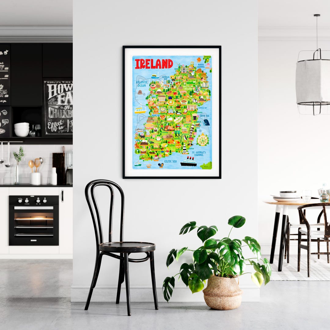Ireland Map Poster - Ireland Map - Map of Ireland - Illustrated Ireland ...