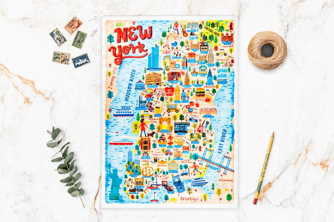 New York Map Puzzle Map of New York New York Map Puzzle Gift ...