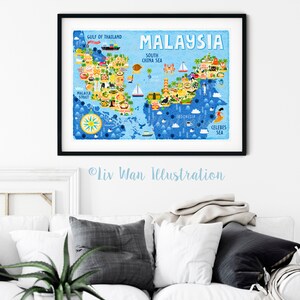 Malaysia Map Poster - Malaysia Map - Map of Malaysia - Illustrated ...