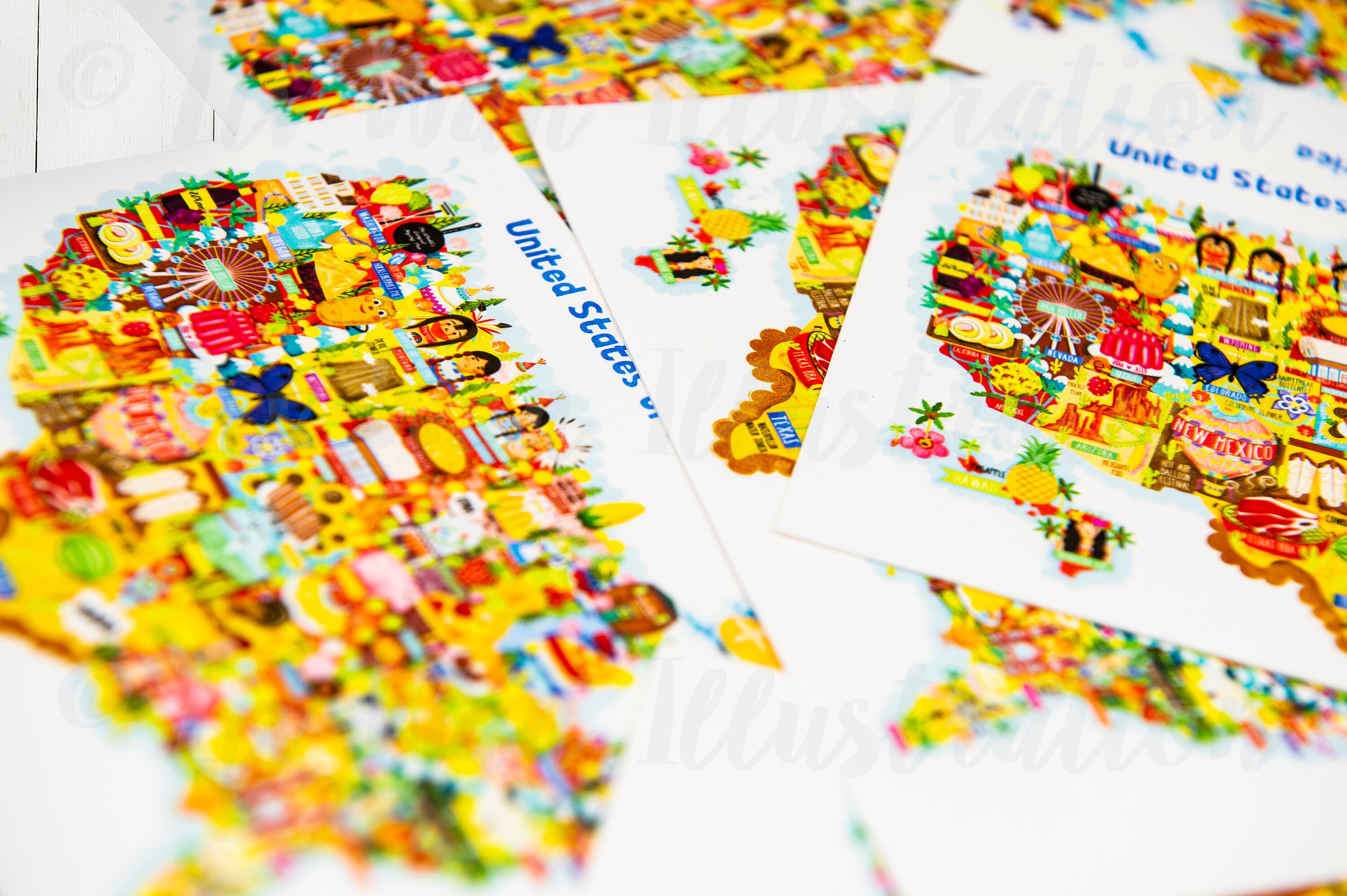 USA Map Postcard. Illustrated Map of USA A6 Size - Etsy