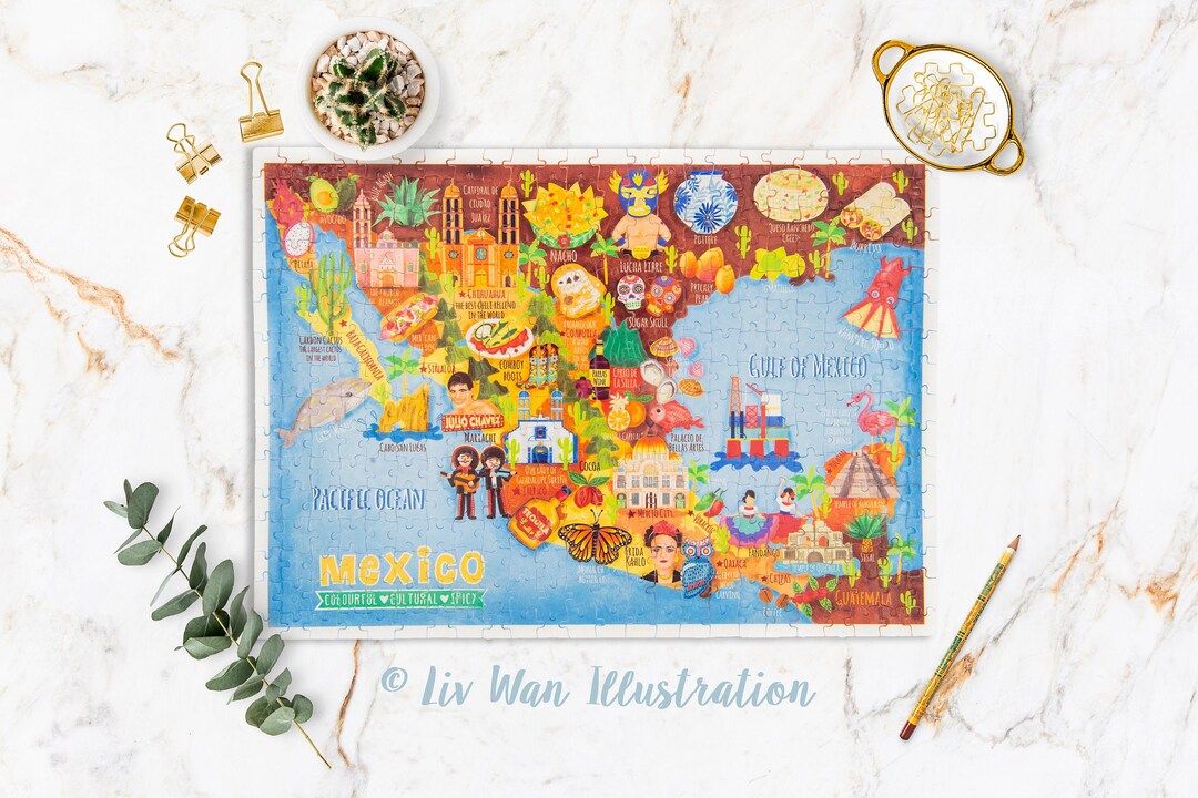 Mexico Map Puzzle Map of Mexico Mexico Map Illustrated Mexico Map ...