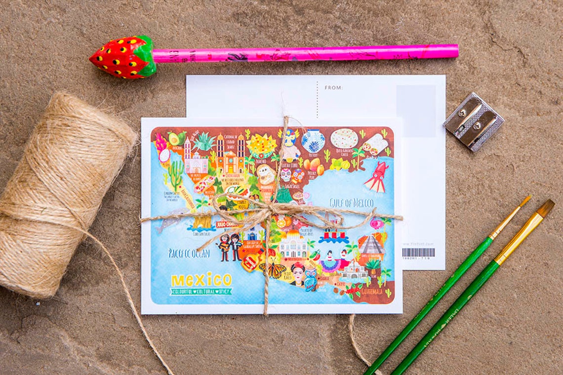 Map Illustration Postcard-set of 3 | Etsy UK