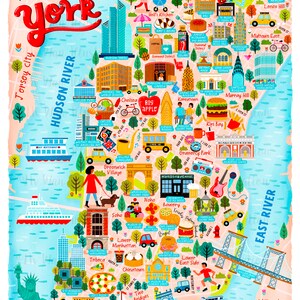 New York Map Poster - Map of New York - New York Map - Illustrated New ...
