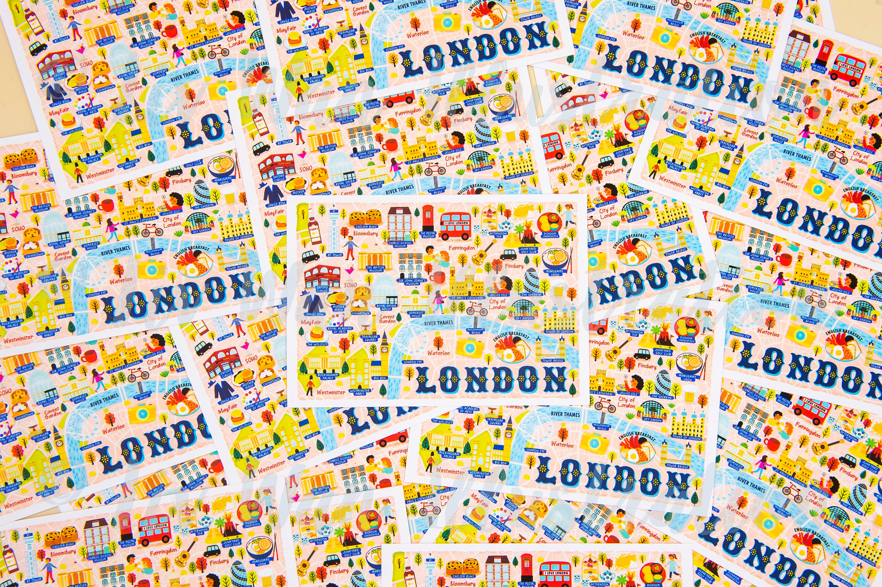 London Map Postcard - Map of London - London Map - Illustrated London ...