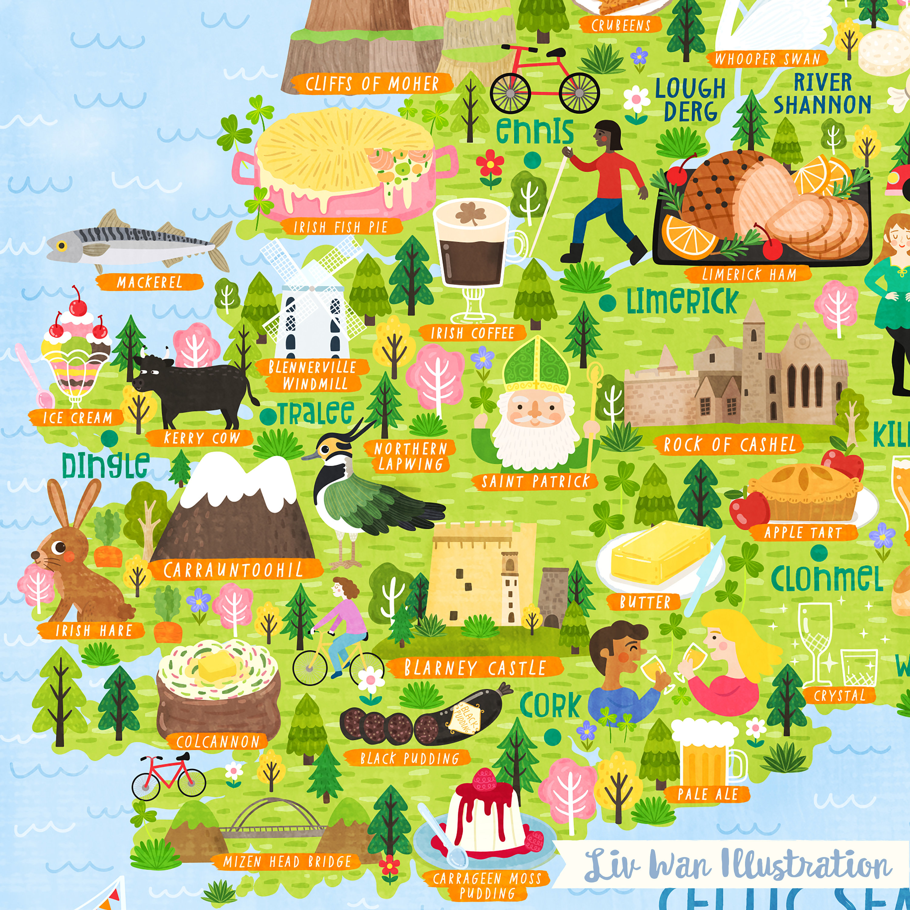 Ireland Map Postcard - Map of Ireland - Ireland Map - Illustrated ...