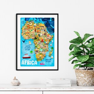 Africa Map Poster - Africa Map - Map of Africa - Illustrated Africa Map ...