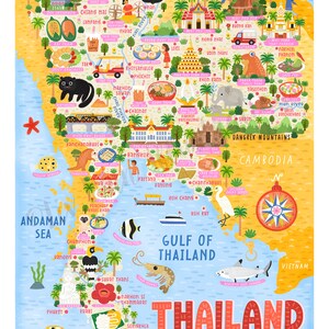 Thailand Map Poster - Thailand Map - Map of Thailand - Illustrated ...