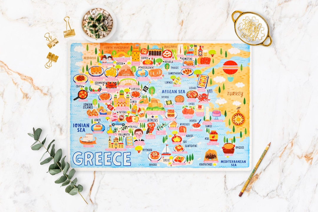 Greece Map Puzzle - Map of Greece - Greece Map - Puzzle Gift ...