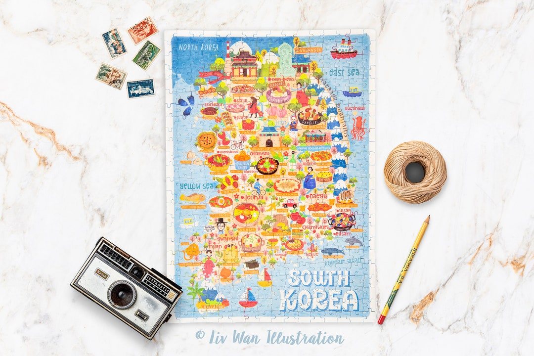 South Korea Map Puzzle Map of South Korea South Korea Map Puzzle Gift ...