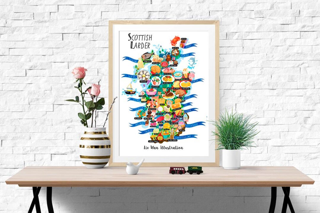 Scottish Larder Map Poster - Scotland Map - Map of Scotland ...
