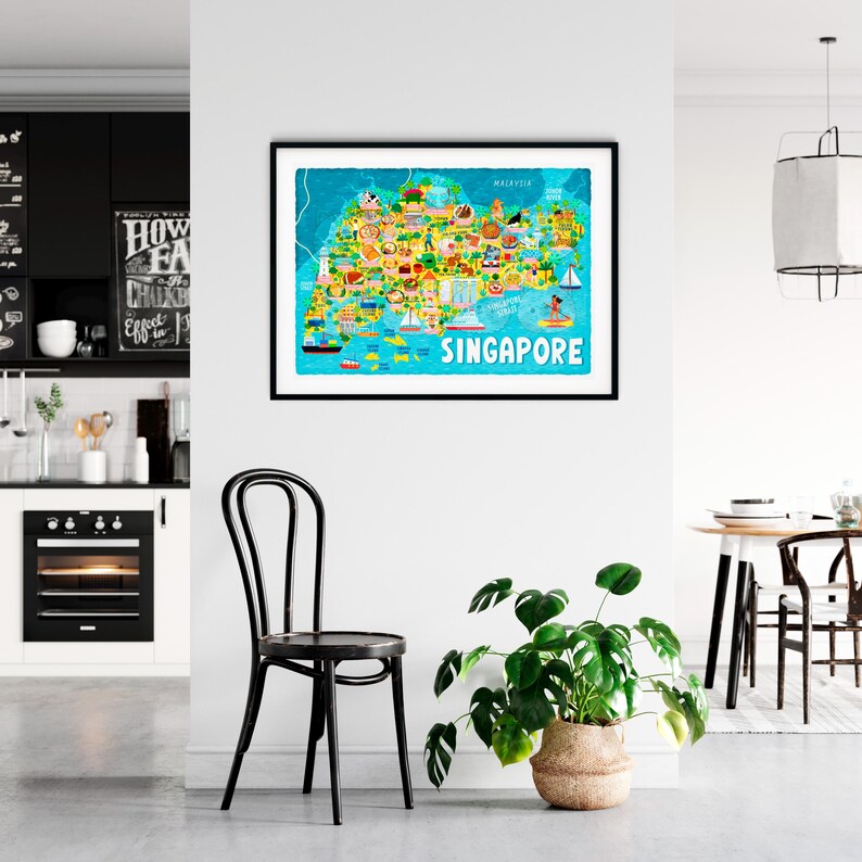 Singapore Map Poster - Singapore Map - Map of Singapore - Illustrated ...