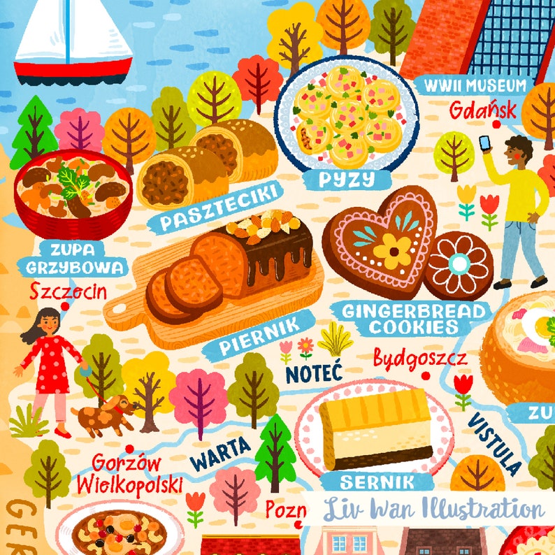 Poland Map Poster - Poland Map - Map of Poland - Illustrated Poland Map ...