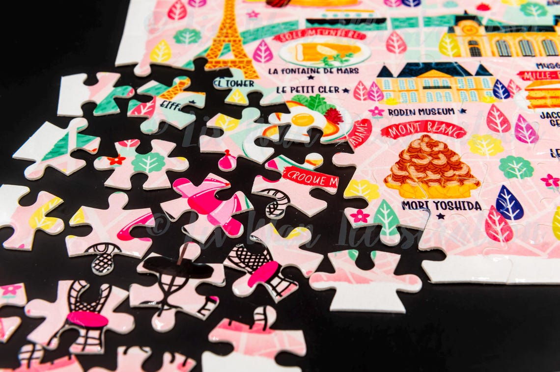 Paris Map Puzzle - Map of Paris - Paris Map - Puzzle Gift - Illustrated ...