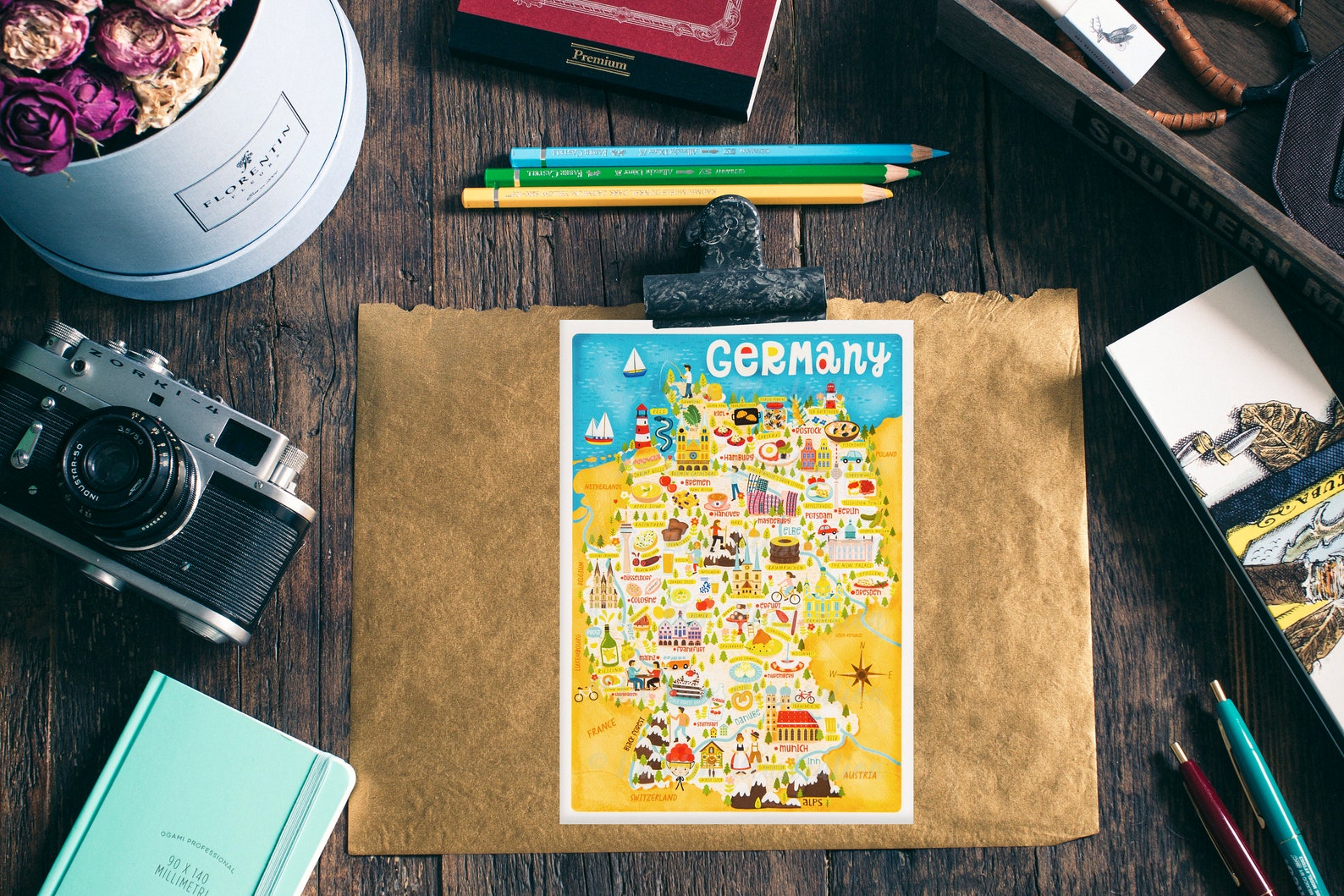 Germany Map Postcard. Illustrated Map of Germany A6 Size - Etsy UK