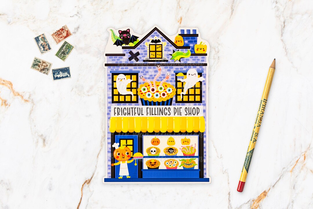 Frightful Fillings Pie Shop Halloween Postcard HW23-3. Fun Cut - Etsy