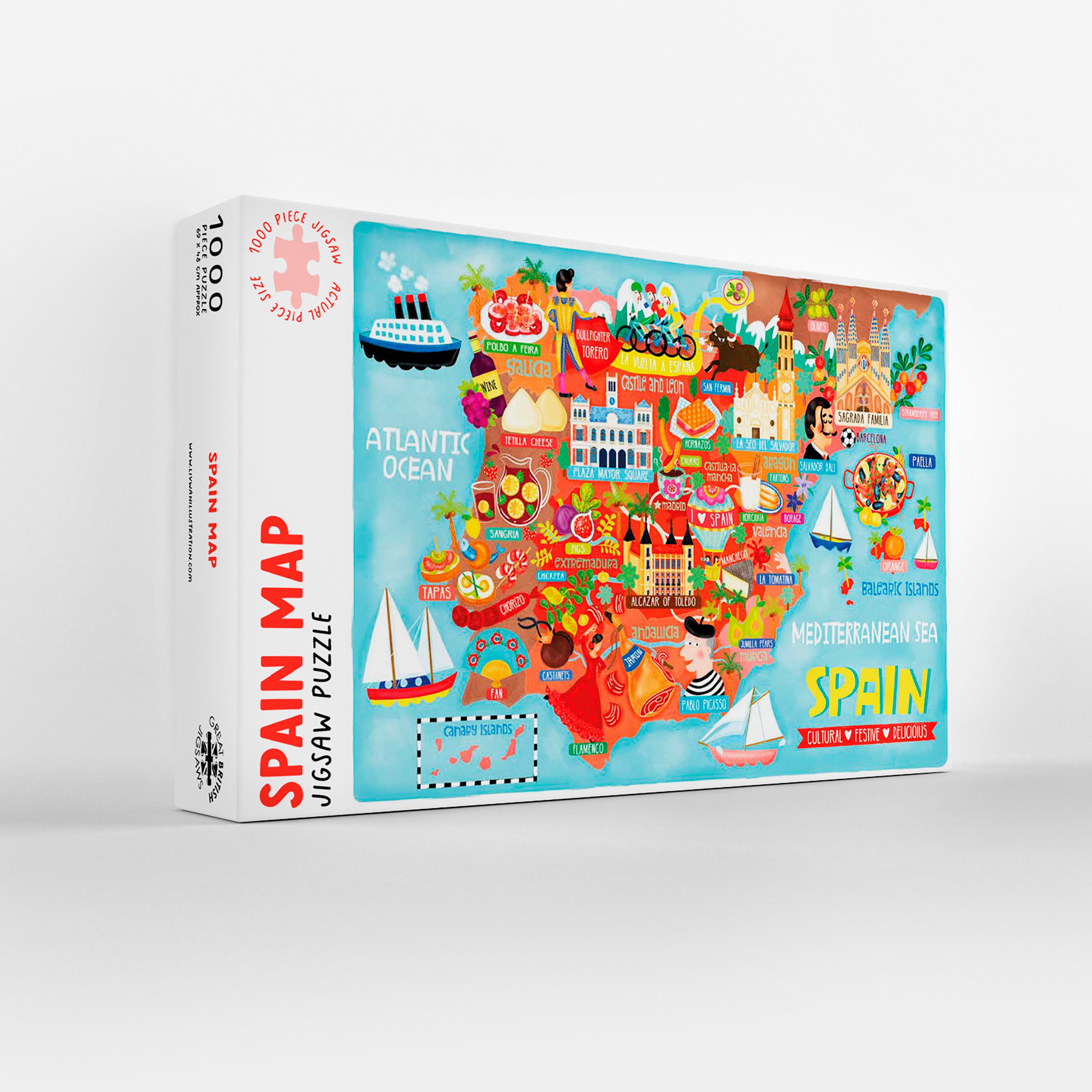 Spain Map Puzzle - Map of Spain - Spain Map - Puzzle Gift - Illustrated ...