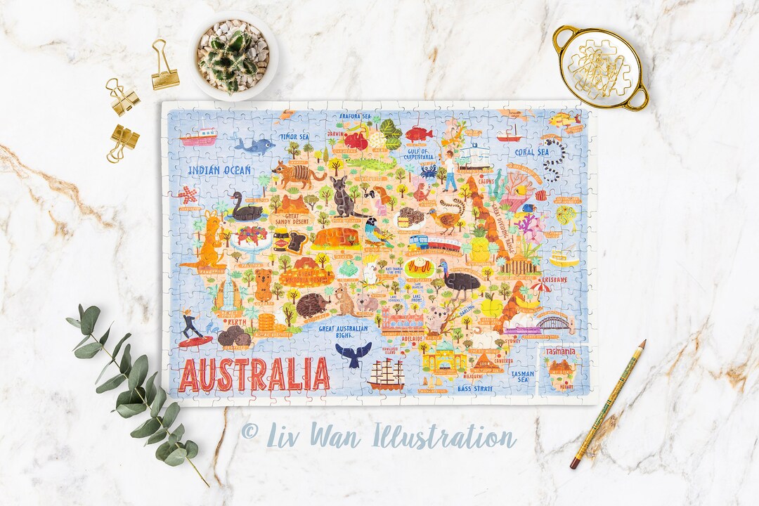 Australia Map Puzzle Map of Australia Australia Map Puzzle Gift ...