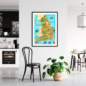 England Map Poster - England Map - Map of England - Illustrated England ...