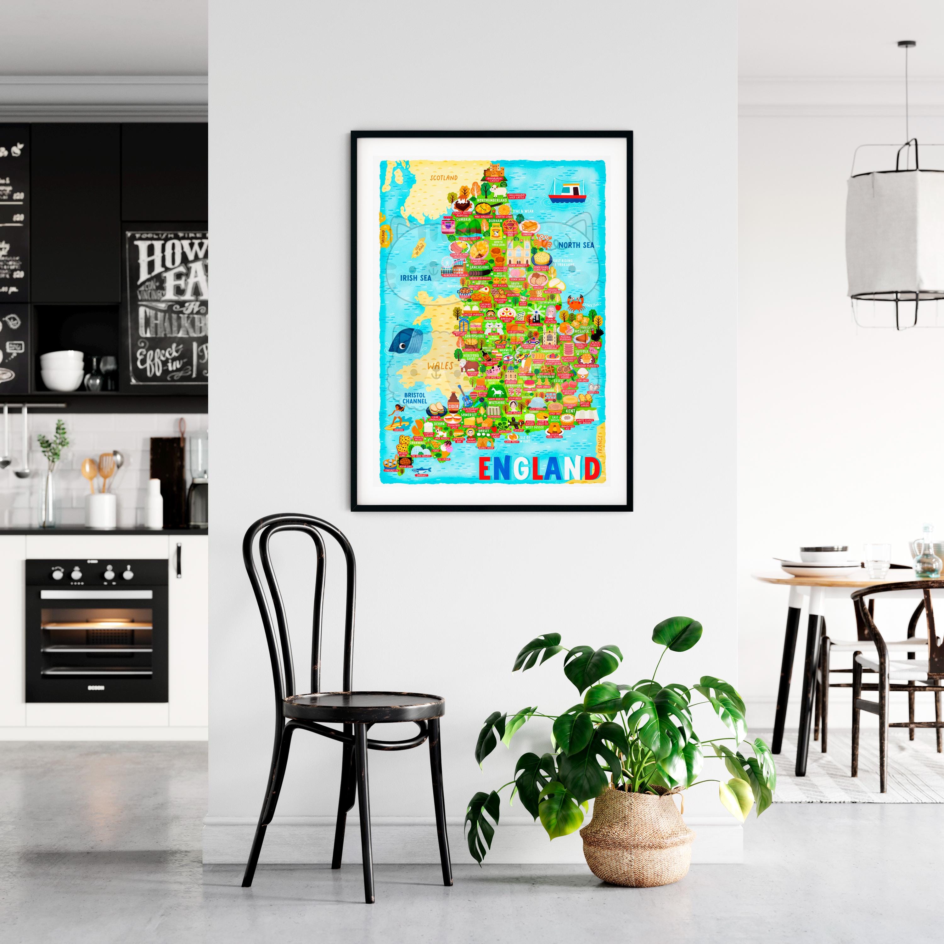 England Map Poster - England Map - Map of England - Illustrated England ...