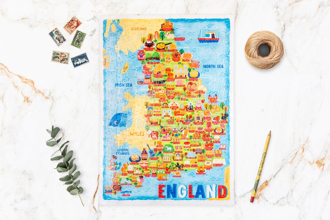 England Map Puzzle - Map of England - England Map - Puzzle Gift ...