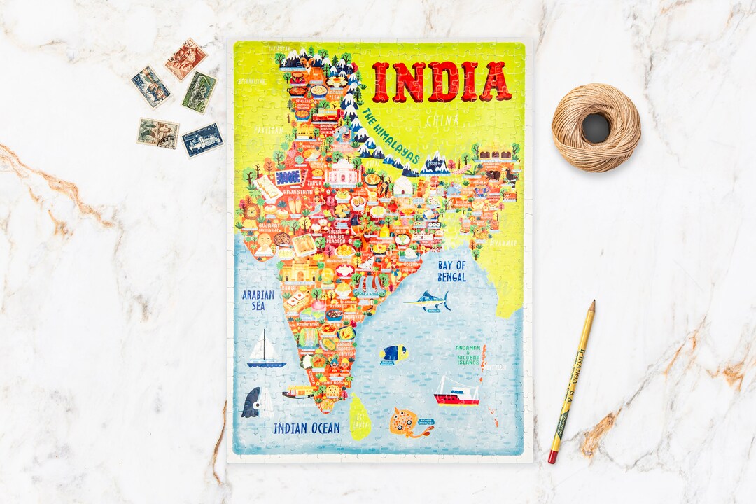 India Map Jigsaw Puzzle. Premium Hand Made 300 Piece 40x28cm Jigsaw ...