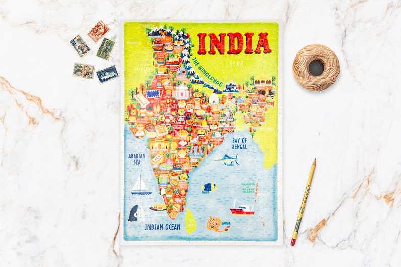 India Map Jigsaw Puzzle. Premium Hand Made 300 Piece 40x28cm - Etsy UK