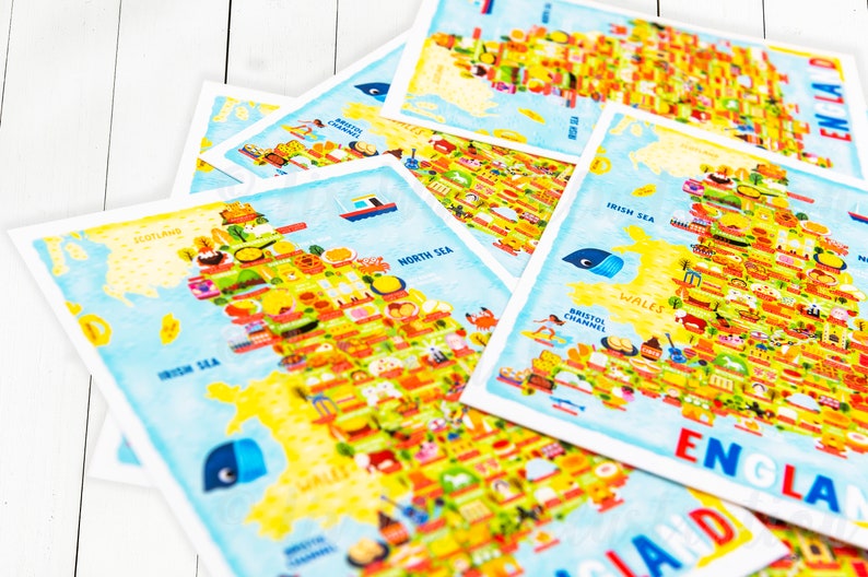 England Map Postcard - Map of England - England Map - Illustrated ...