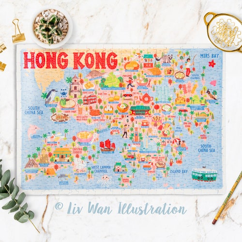 Hong Kong Map Jigsaw Puzzle. Premium Hand Made 300 Piece - Etsy UK