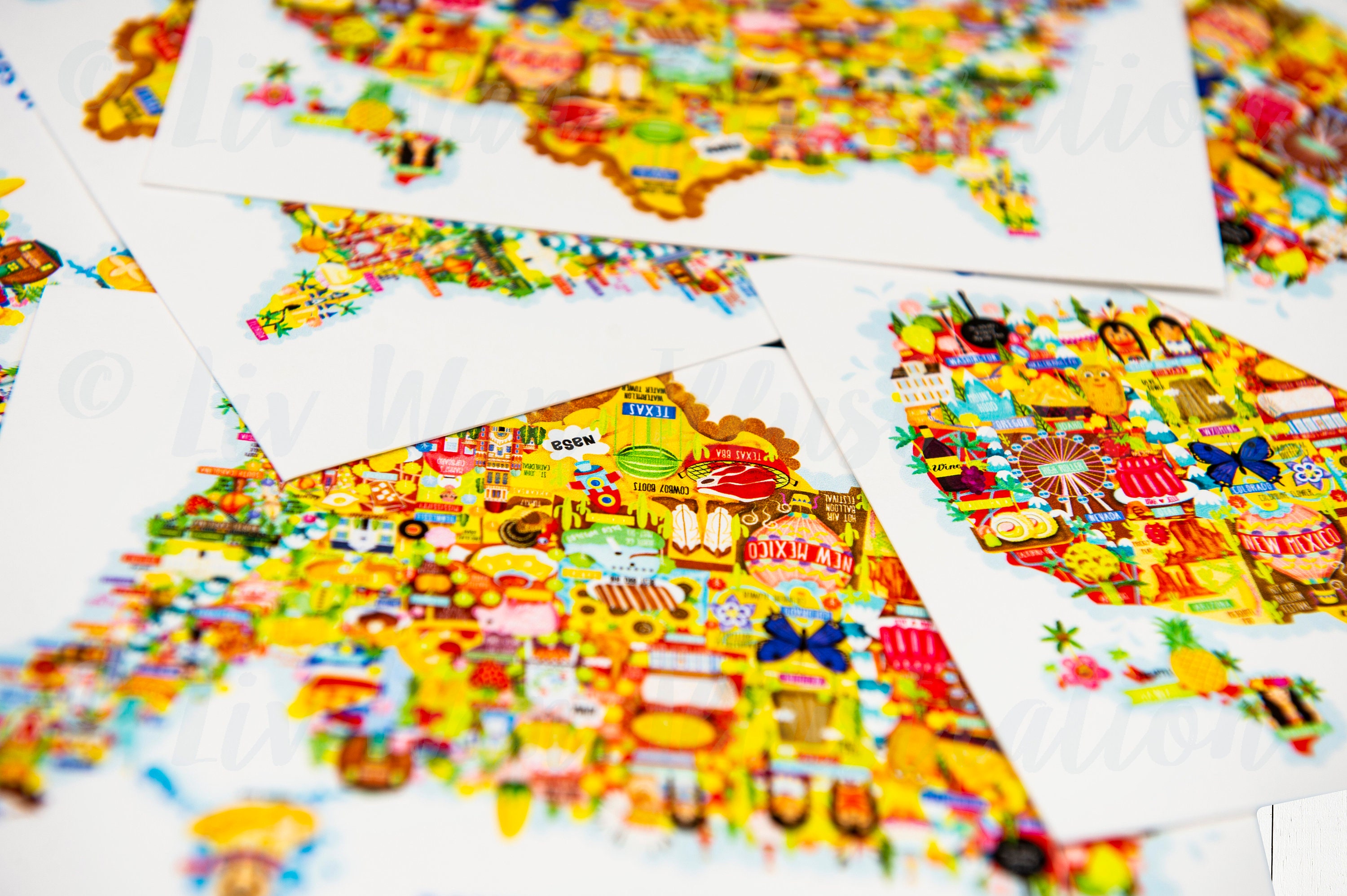 USA Map Postcard. Illustrated Map of USA A6 Size - Etsy