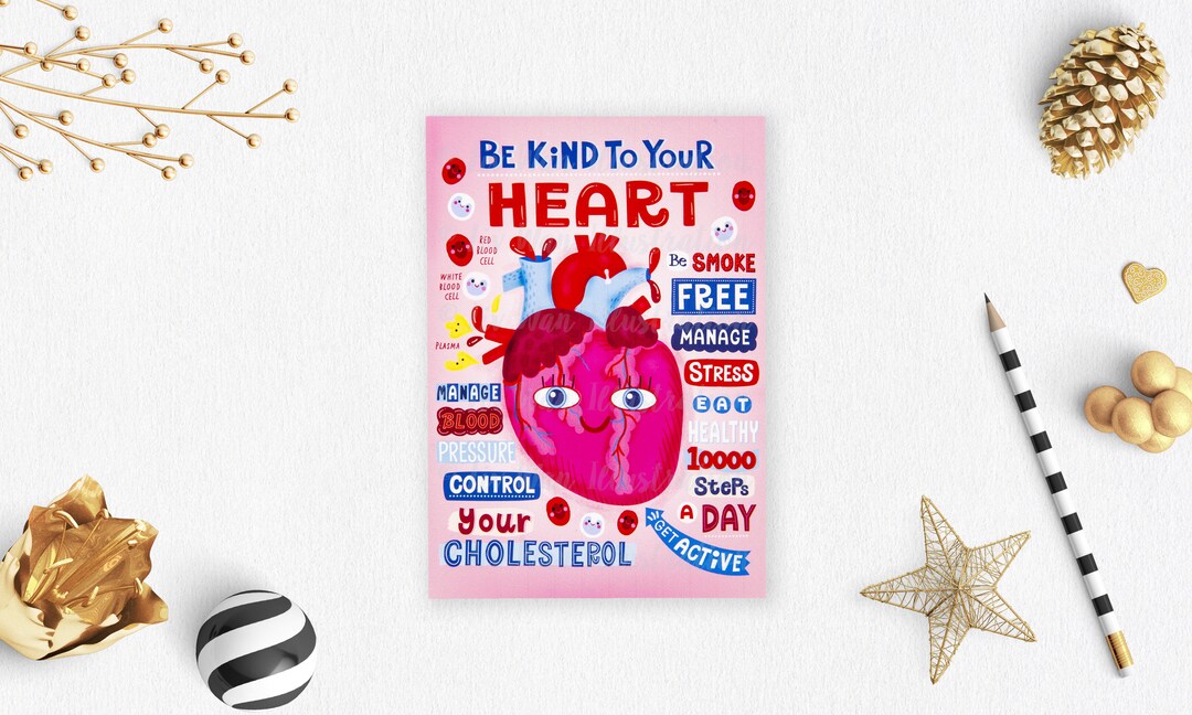 Be Kind to Your Heart Postcard. Healthy Art for a Healthy Heart ...