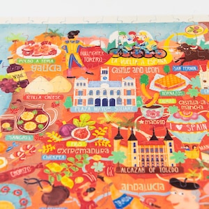 Spain Map Puzzle - Map of Spain - Spain Map - Puzzle Gift - Illustrated ...