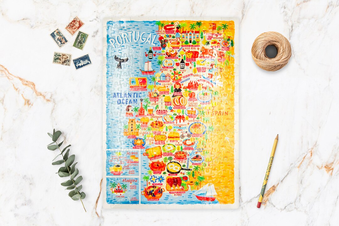Portugal Map Puzzle Map of Portugal Portugal Map Puzzle Gift ...