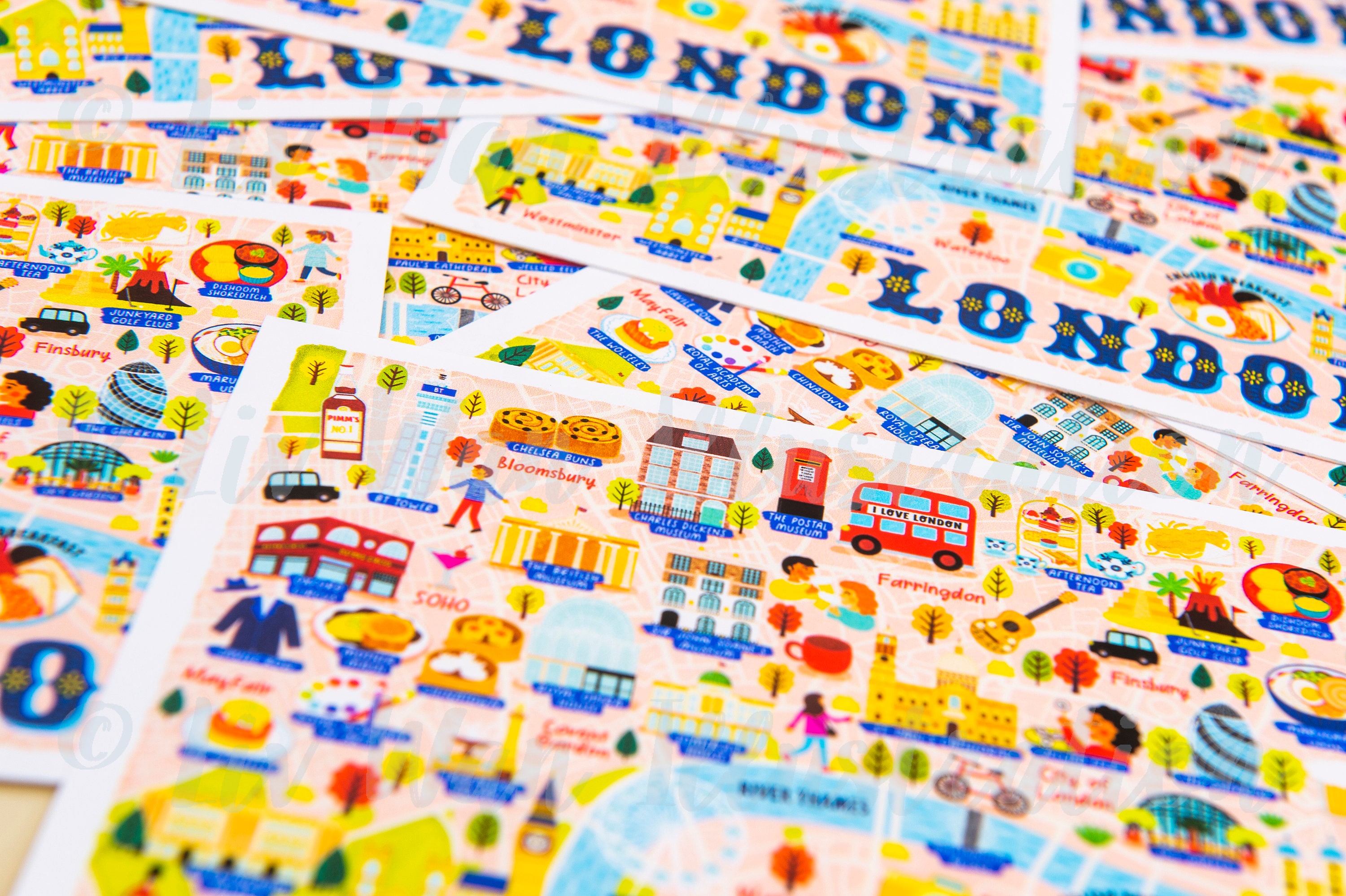 London Map Postcard - Map of London - London Map - Illustrated London ...