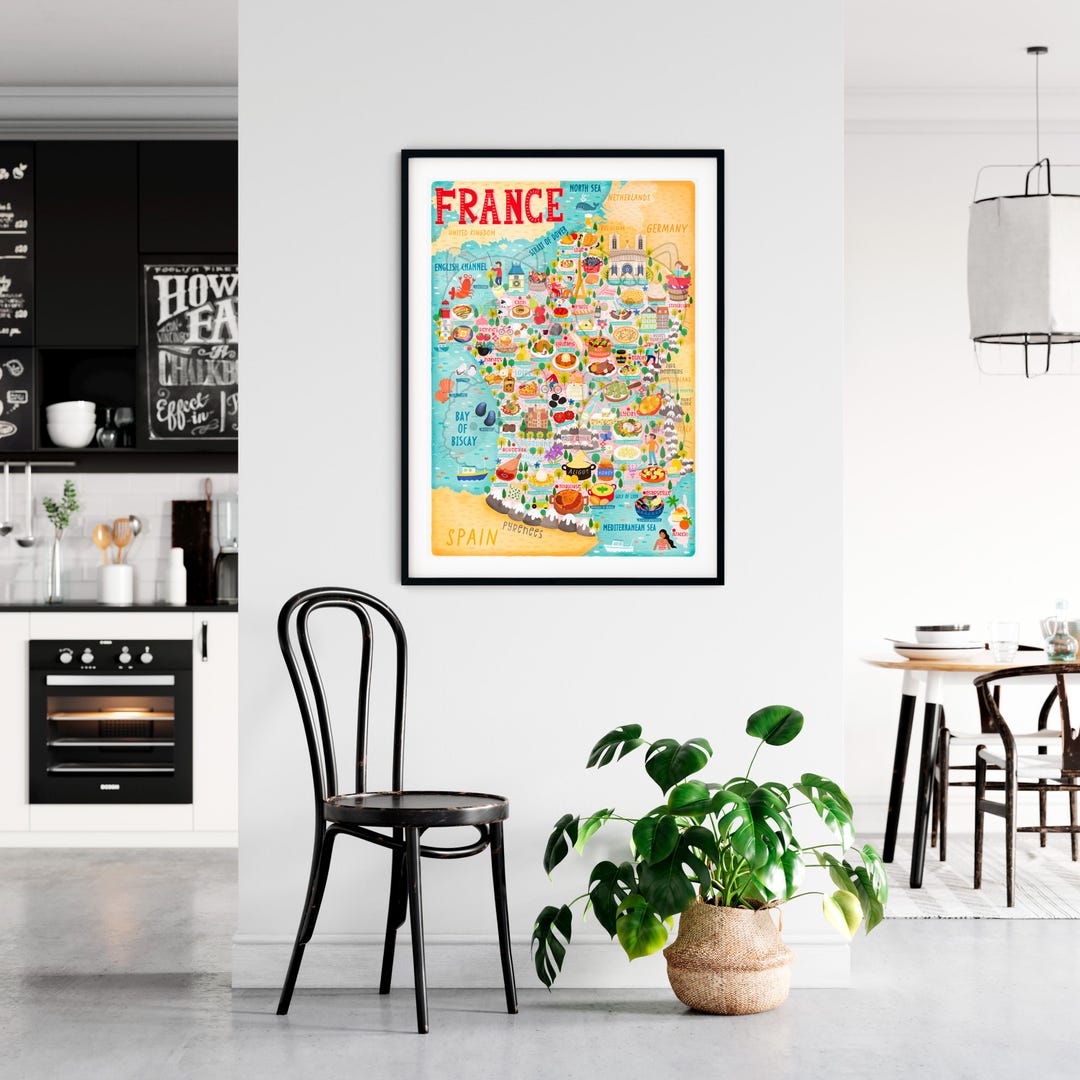 France Map Poster - France Map - Map of France - Illustrated France Map ...