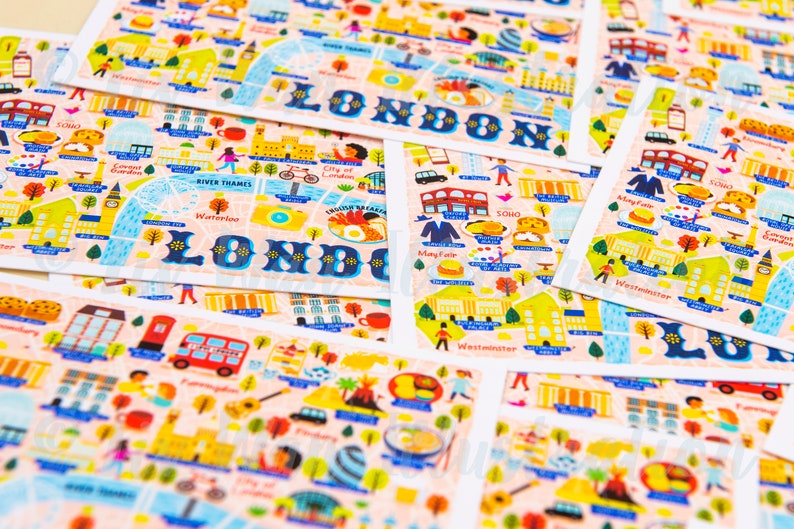 London Map Postcard - Map of London - London Map - Illustrated London ...
